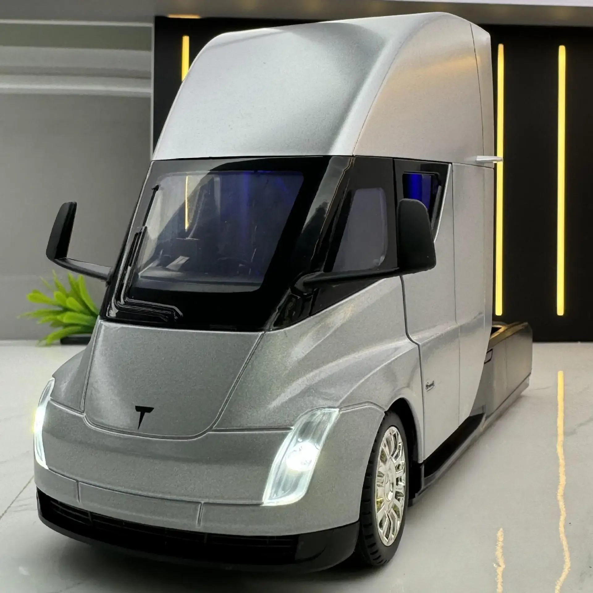 1-24-Teslas-SEMI-Alloy-SemiTrailer-Truck-Head-With-Charging-Post-Sound ...