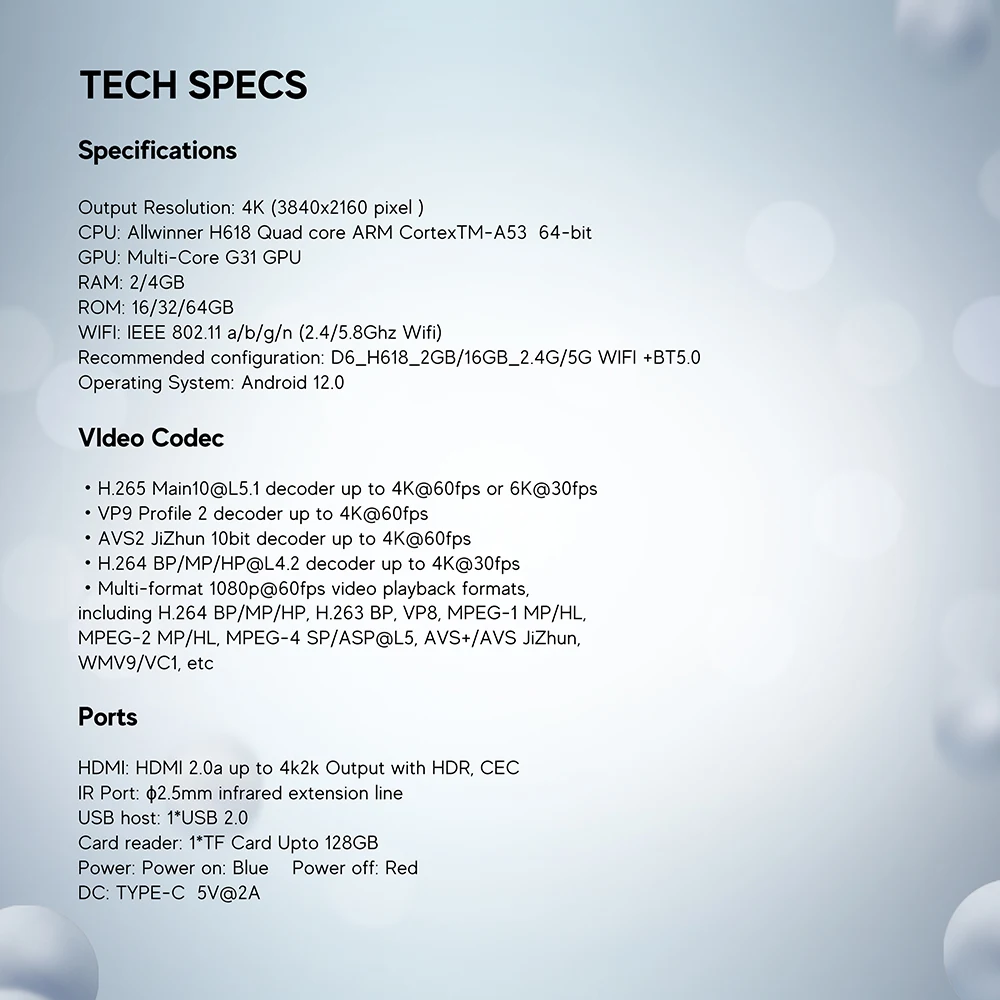 Box multimedia,Boîtier Smart TV Android D6 H313 HDR,4K,BTpig,Wifi 6,2.4 ...