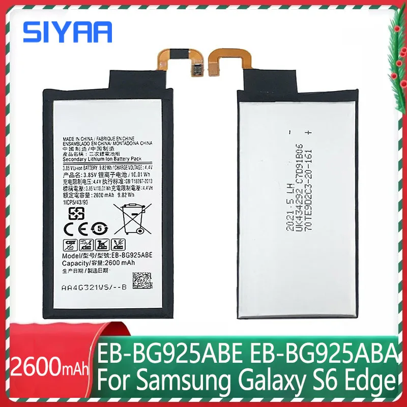 SIYAA EB BG925ABE EB BG925ABA Battery For Samsung Galaxy S6 Edge G9250 ...