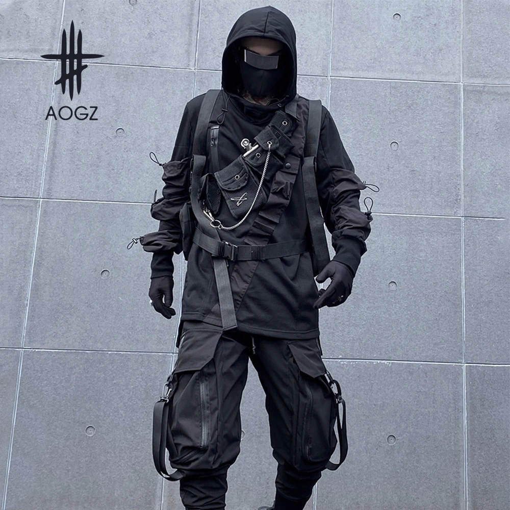 Aogz-punk-t-tico-funcional-hoodies-moletom-dos-homens-techwear-streetwear-casual-solto-com-capuz ...