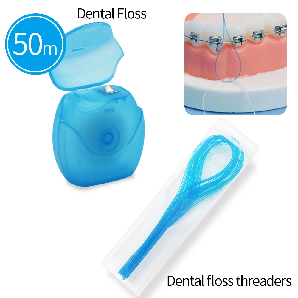 50m Floss Oral Hygiene Teeth Cleaning Interdental Brush+Dental Floss ...
