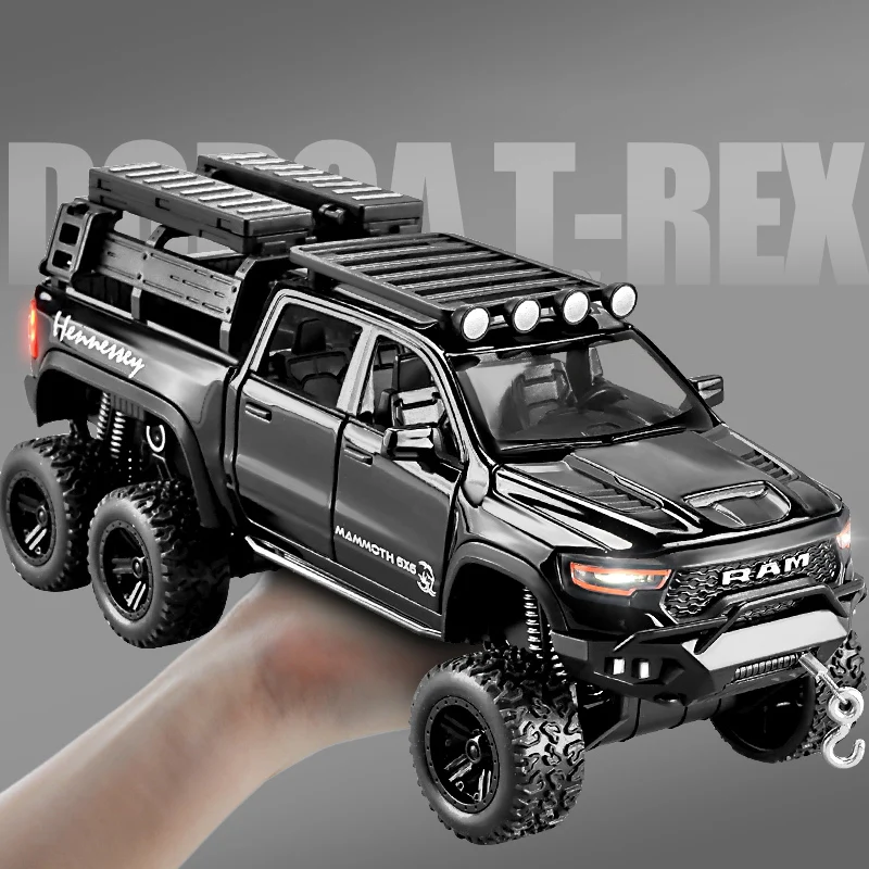 1:32 RAM 1500 TRX 6X6 Tyrannosaurus Rex Picku Alloy Car Model Sound and ...