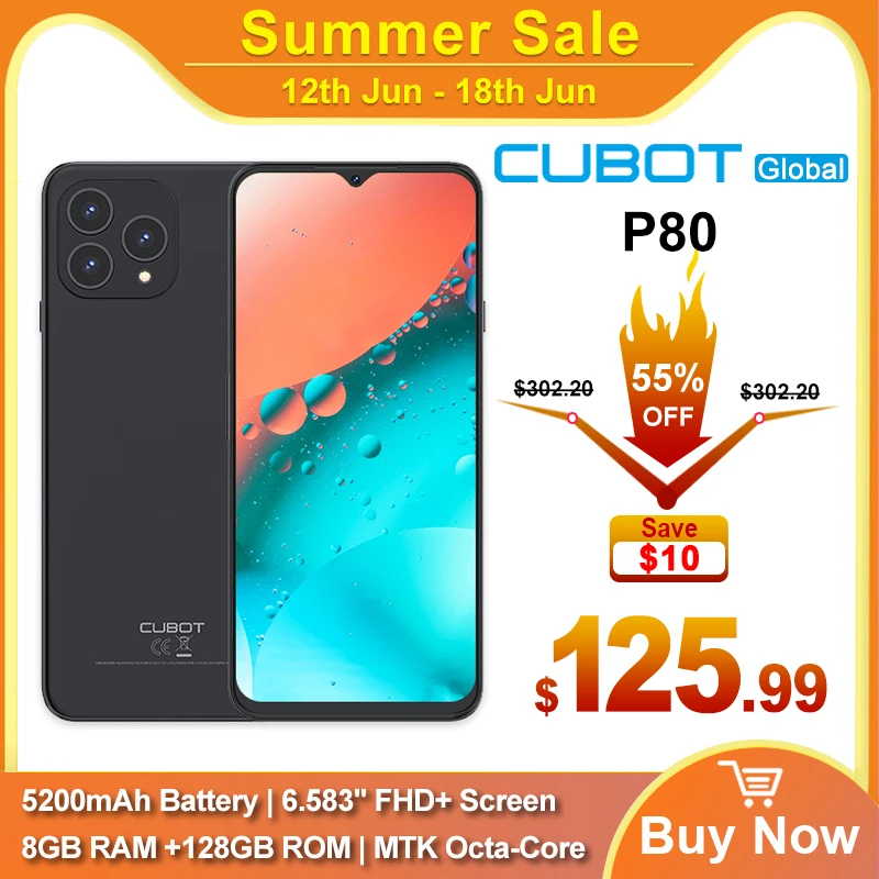 Cubot P80 6.583' Fhd+ Screen Smartphone 8gb Ram+256gb Rom Android 13 ...