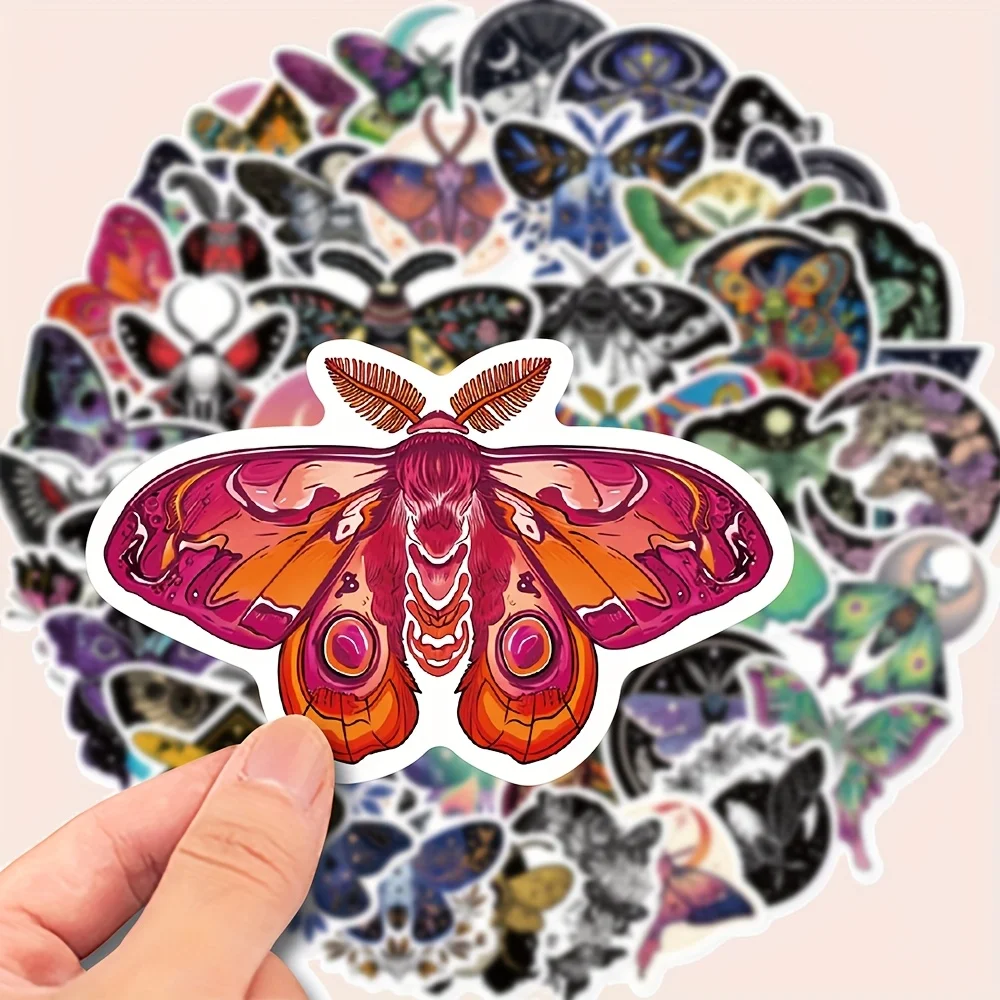 50 DIY Moth Stickers - Reusable self-adhesive sheets, vibrant colors ...