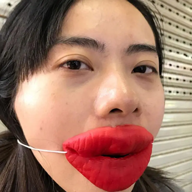 Props-Jokes-Sausage-Red-Lips-Thick-Halloween-Funny-Horror-Rubber-Mask ...