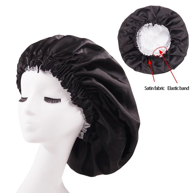Solid-Color-Reversible-Silky-Satin-Bonnet-Double-Layer-Sleep-Night-Cap ...
