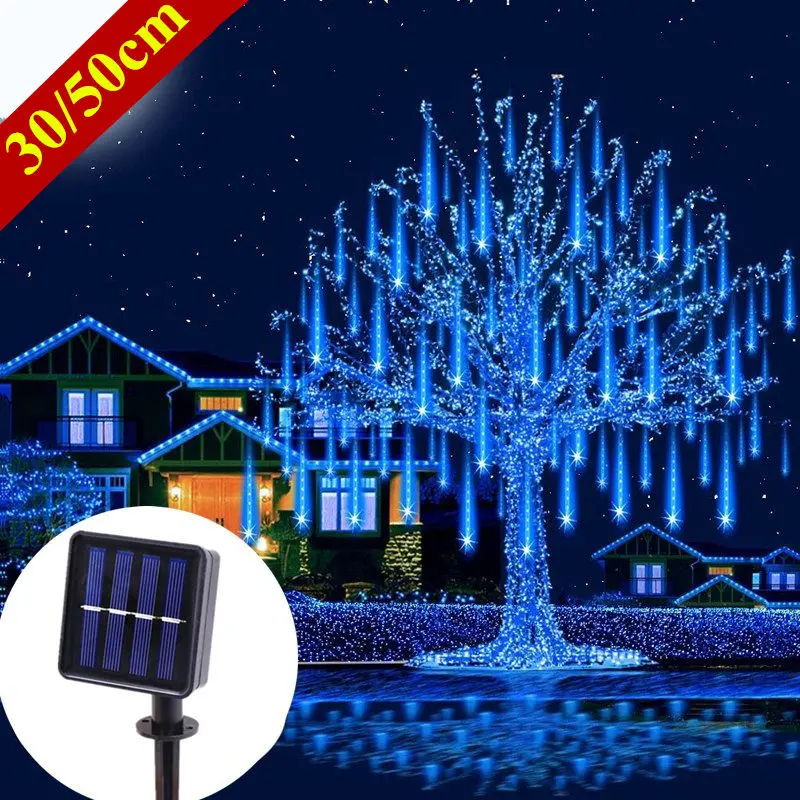 Solar-LED-Meteor-Shower-Rain-Light-Waterproof-Outdoor-Lights-Garland ...