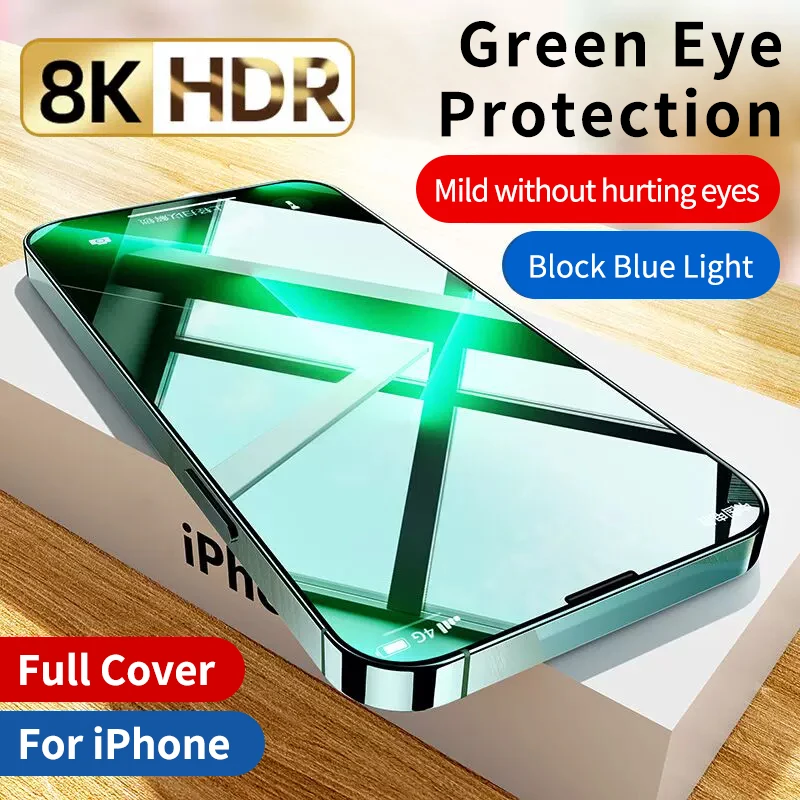 Green-Light-Tempered-Glass-For-Iphone-14-13-12-11-Pro-Max-Plus-Mini ...