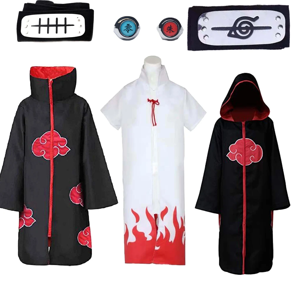 Naruto-Akatsuki-Cosplay-Costume-Cloak-with-Headband-Ring-Kunai-Necklace ...