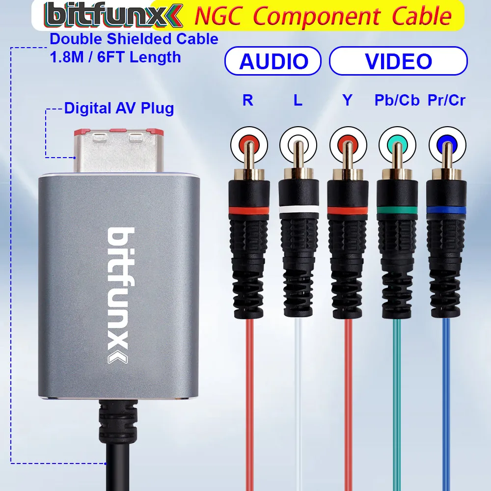 BitFunx 5RCA Audio Video YPbPr Component Adapter For Nintendo GameCube ...