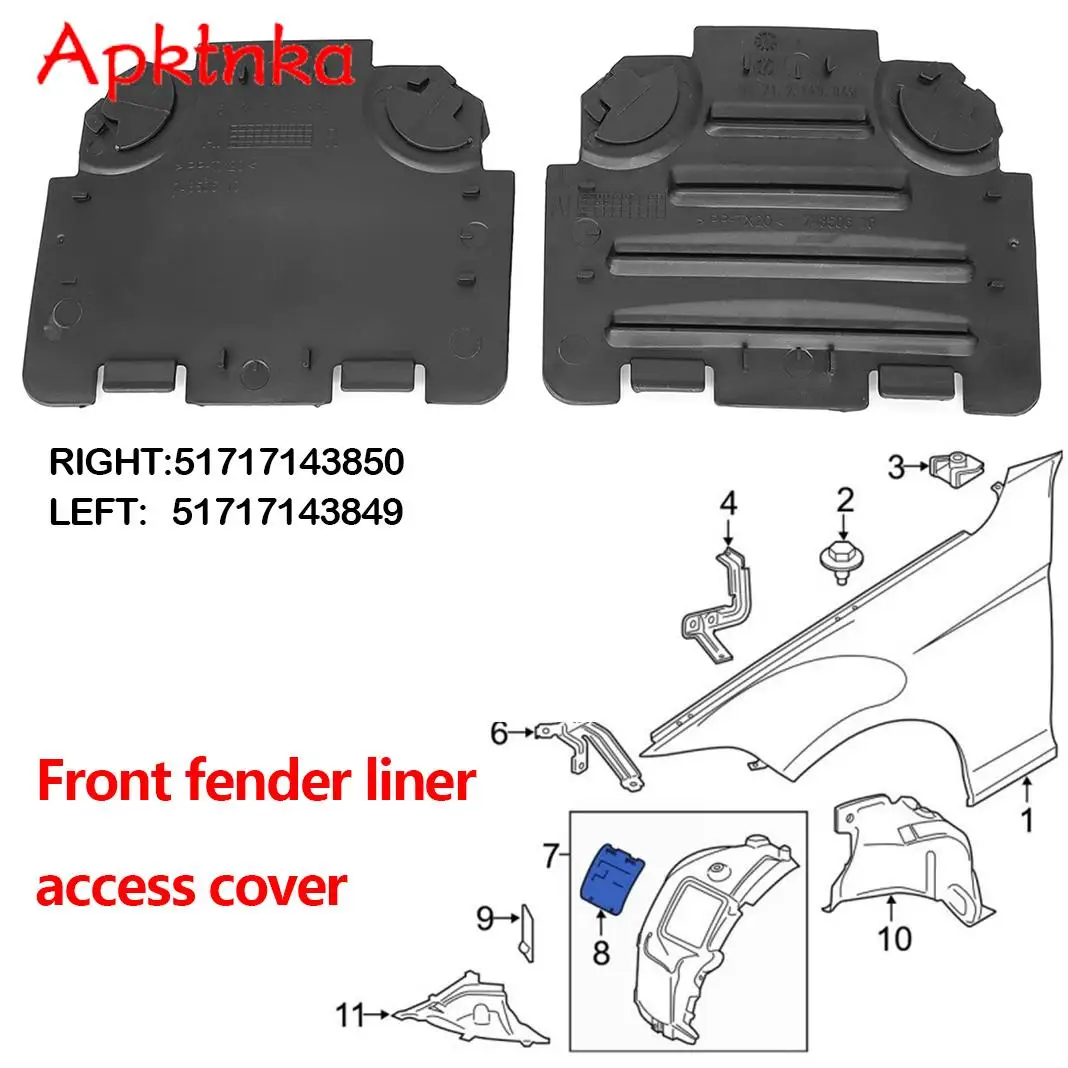 Front Right Left Wheel Fender Liner Arch Headlight Bulb Access Panel ...