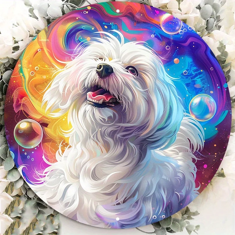 Dog-Face-Sign-Round-Metal-Wall-Decor-with-UV-Protection-Scratch-Flame ...