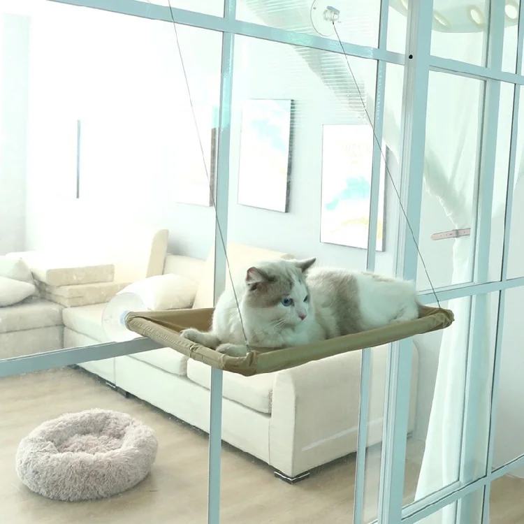 Rede de gato, ninho de suspensão, peitoril da janela, janela de vidro ...