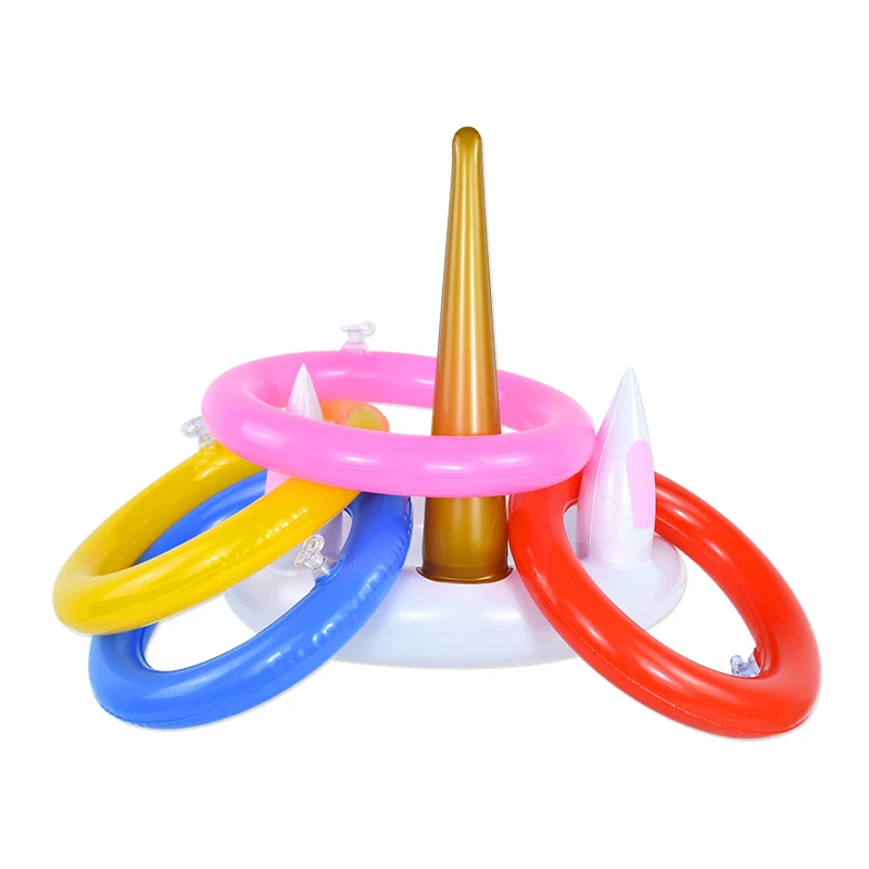 1-Set-4-Throwing-Rings-Unicorn-Inflatable-Hat-Ring-Toss-Toy-Birhtday ...