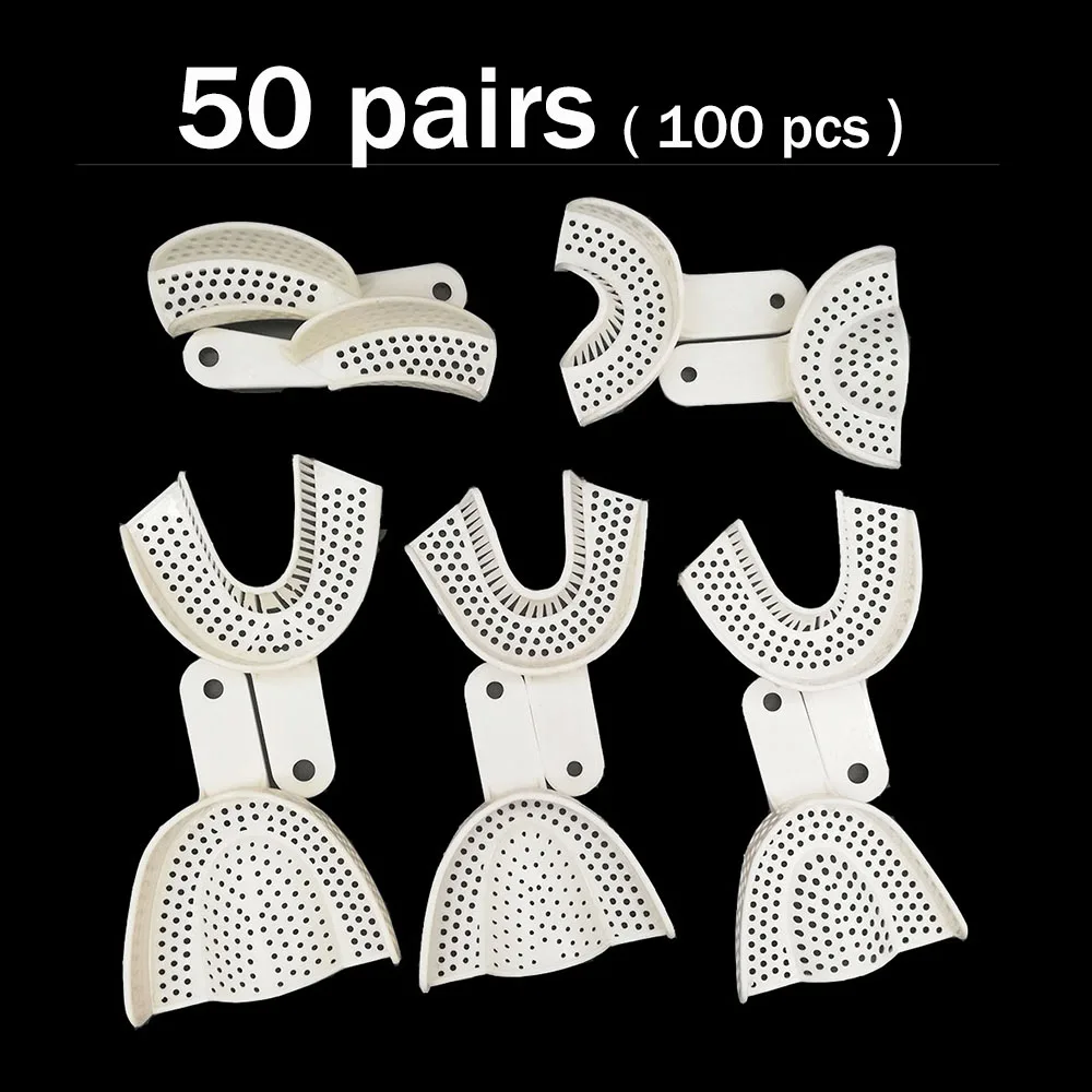 50-pairs-Dental-Impression-Plastic-Trays-Without-Mesh-Tray-Dentistry ...