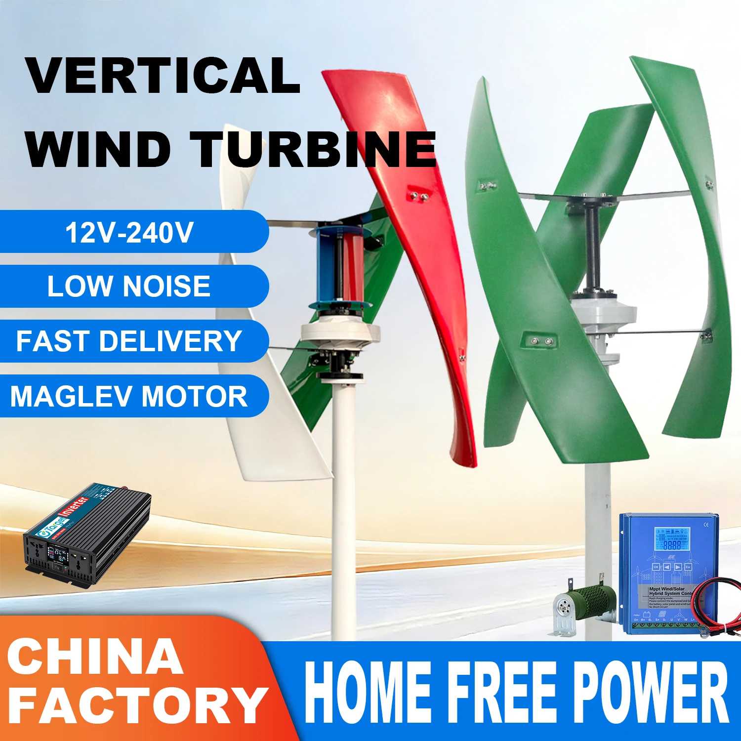 24V 48V 230V Vertical Wind Turbine Generator Free Energy Strong Power ...