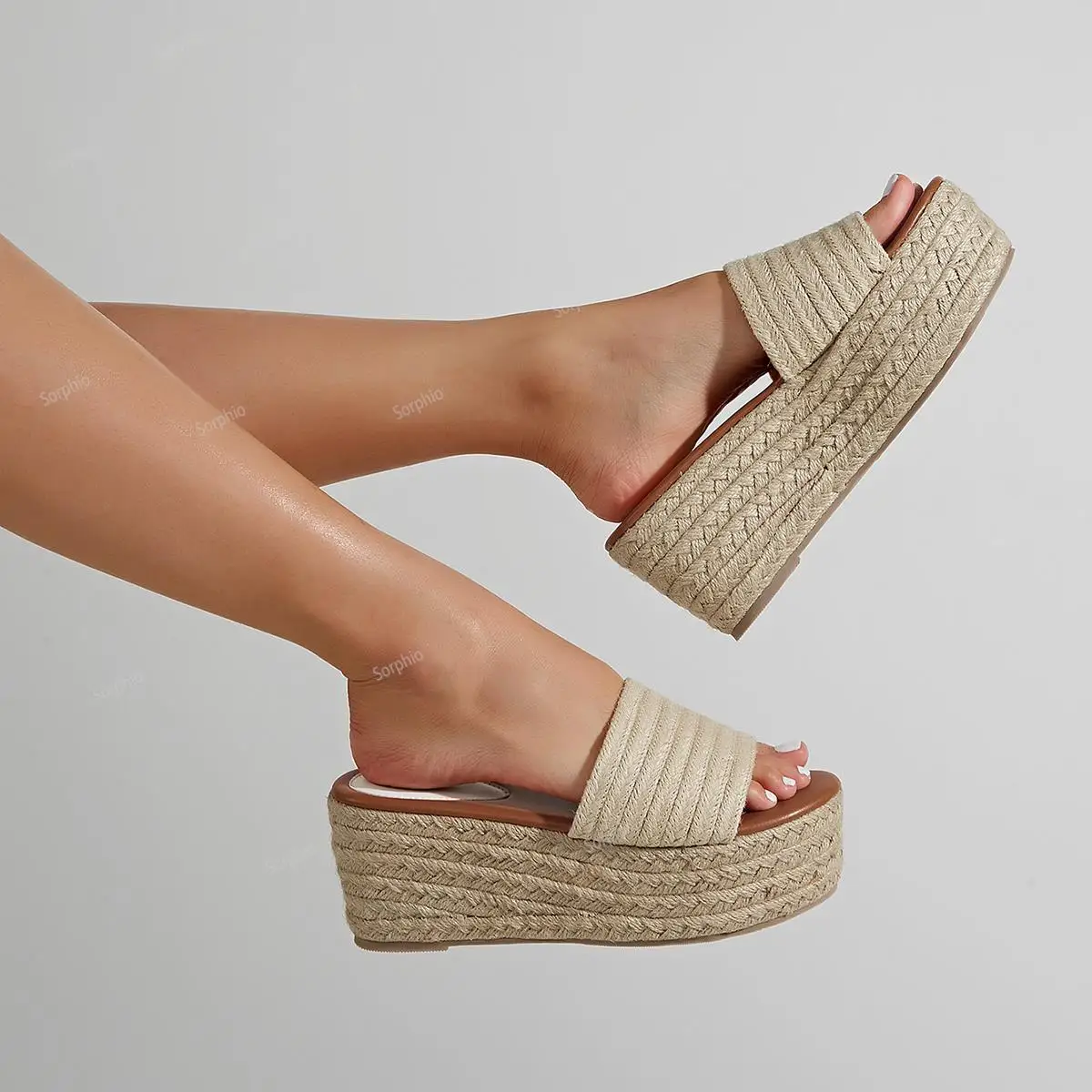 Women Slide Sandals Espadrille Platform Shoes Wedge Fashion Open Toe ...
