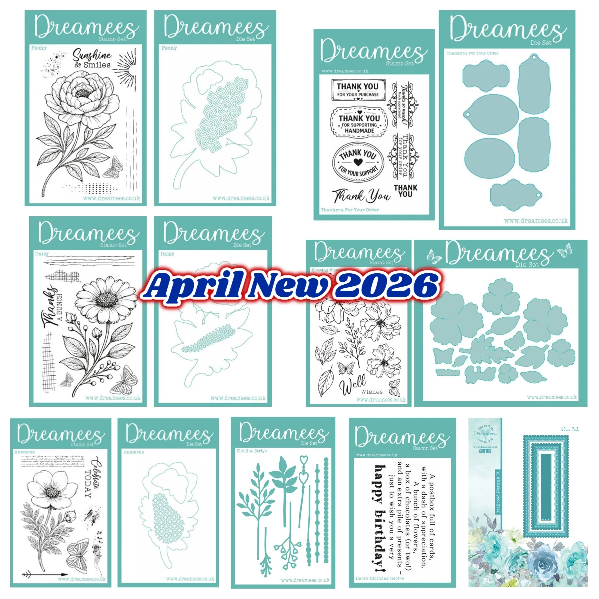 Nesting DL Die Set Happy Birthday Recipe A7 Stamp Set Sentiments Clear ...