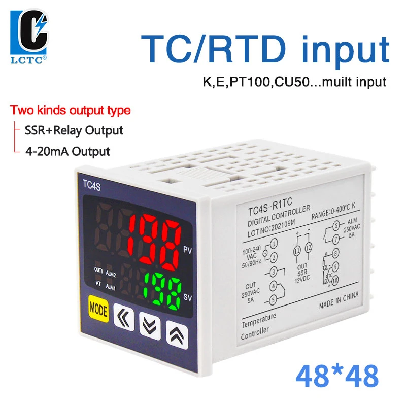 지능형 PID 온도 컨트롤러 계기, TC4S 48*48 K 타입 입력 디지털 디스플레이, SSR + RELAY 4 20mA 출력| | - AliExpress