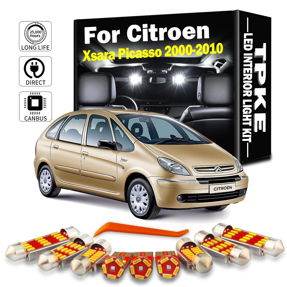 TPKE 7Pcs Canbus Error Free Car Bulbs LED Interior Dome Map Trunk Light Kit For Citroen Xsara ...