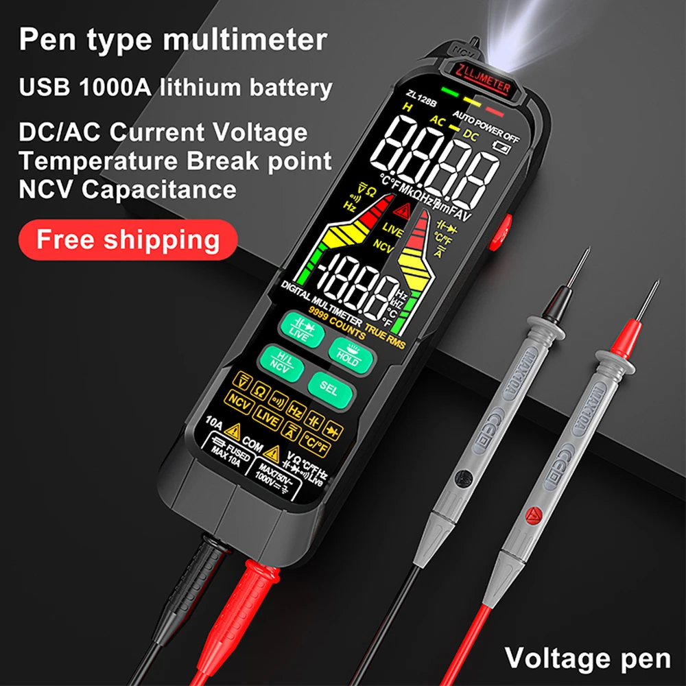 Profissional-Digital-Tester-Mult-metro-Detector-de-Tens-o-Pen-Capacit ...