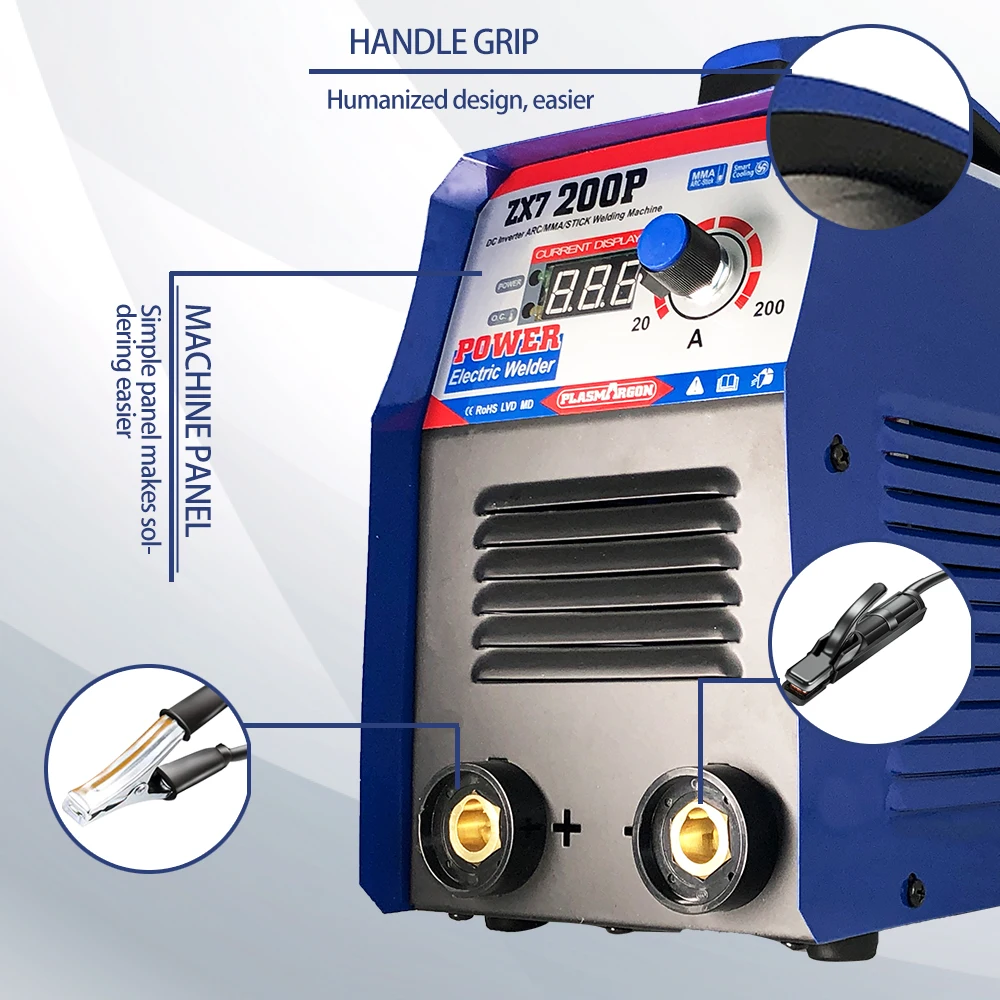 Máquina de soldadura eléctrica Plasmargon-ZX7-200P, 200Amp