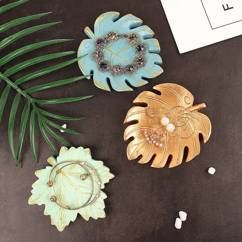 Golden Maple Leaf Resin Tray Dish Jewelry Storage Ring Necklace Trinket ...