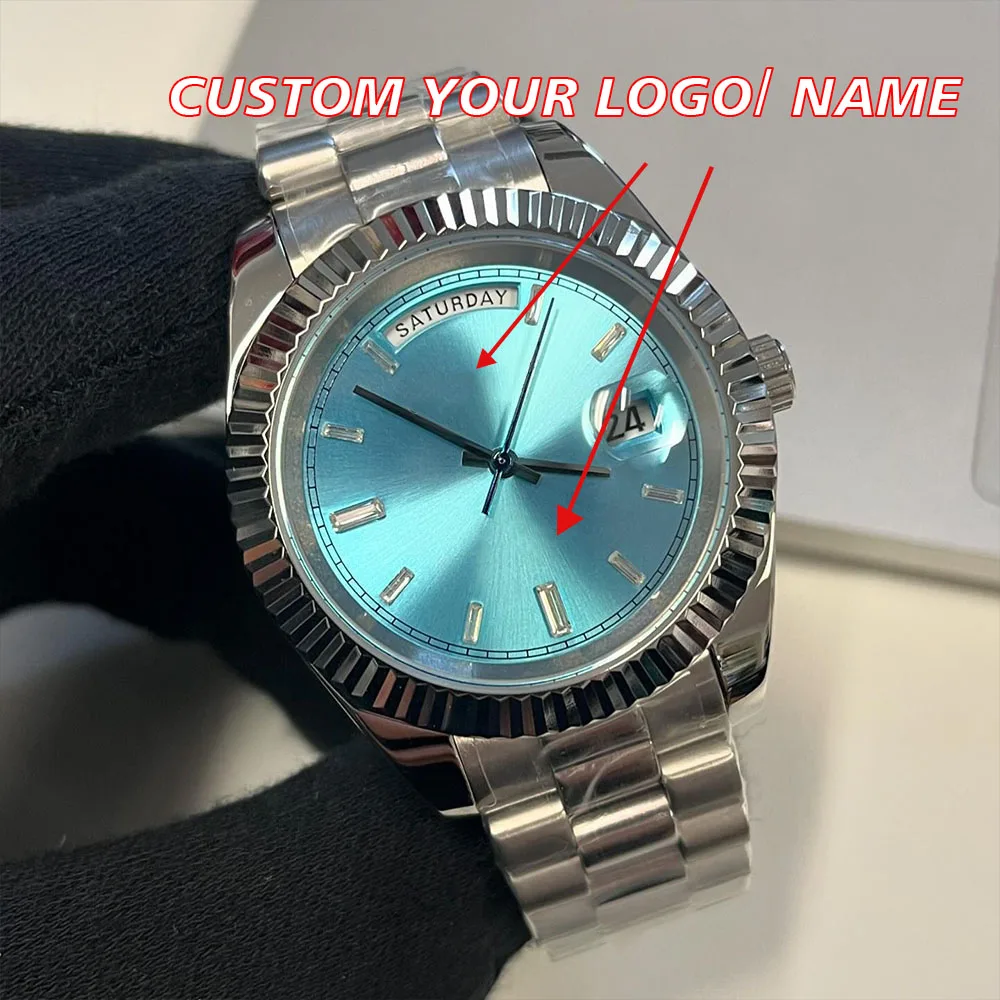Custom logo 40mm Men's Watch 8285 Movement Calendar and Week Display ...