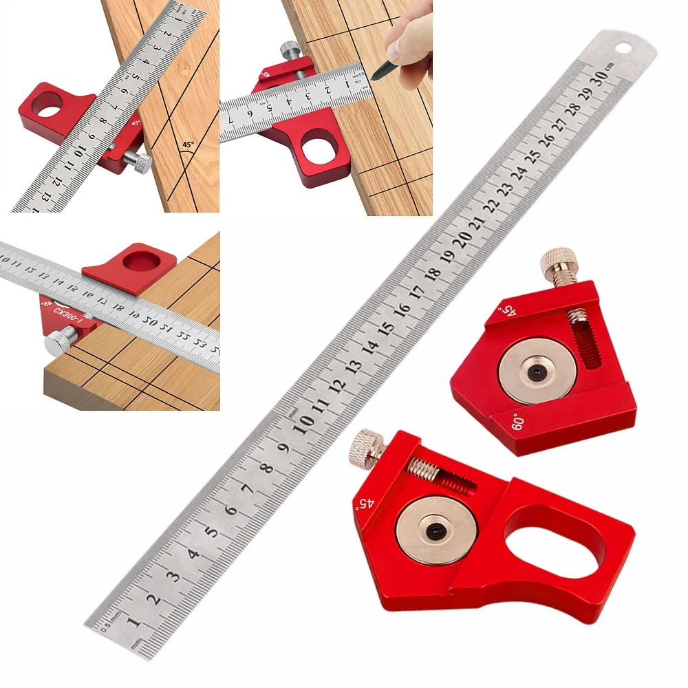 Steel Ruler Positioning Block 45/60/90 Degree Angle Scriber Line ...