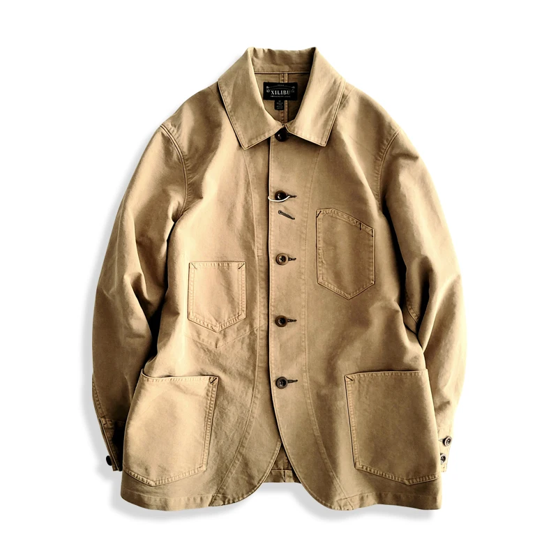 Veste-de-costume-multi-poches-kaki-pour-homme-Blazer-Vintage-de-Style ...