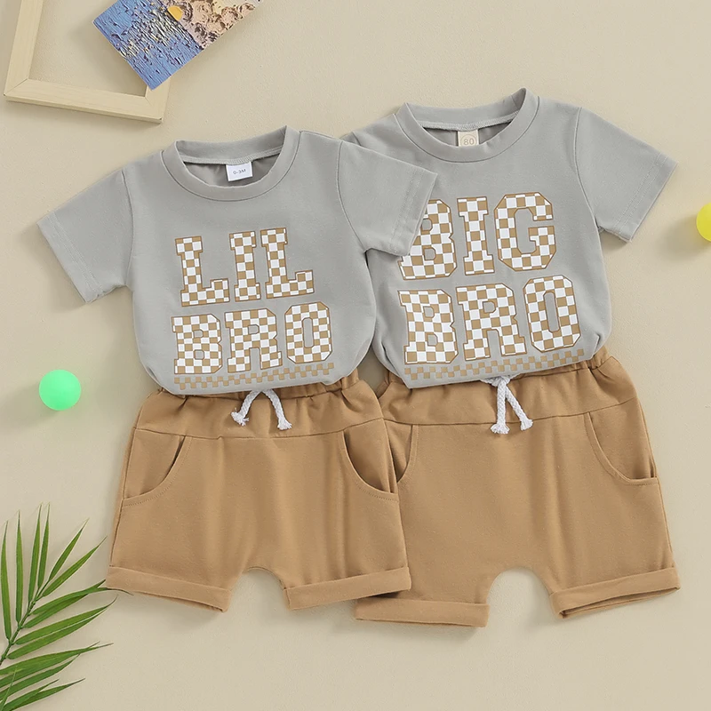 Toddler-Boys-Brothers-Matching-Outfits-Letter-Print-Short-Sleeve-T ...