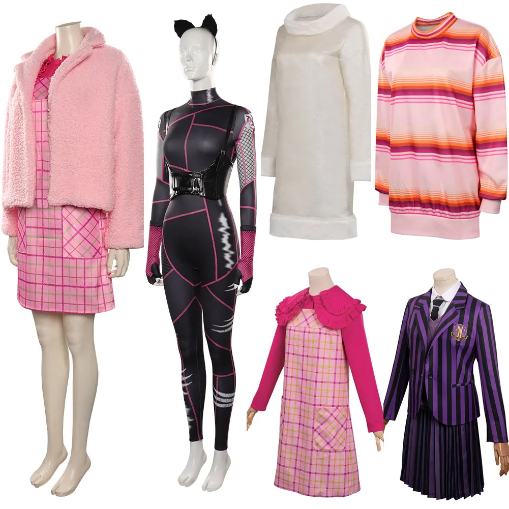 Wednesday-Fantasia-Enid-Sinclair-Cosplay-Costume-Dress-Coat-Outfits ...