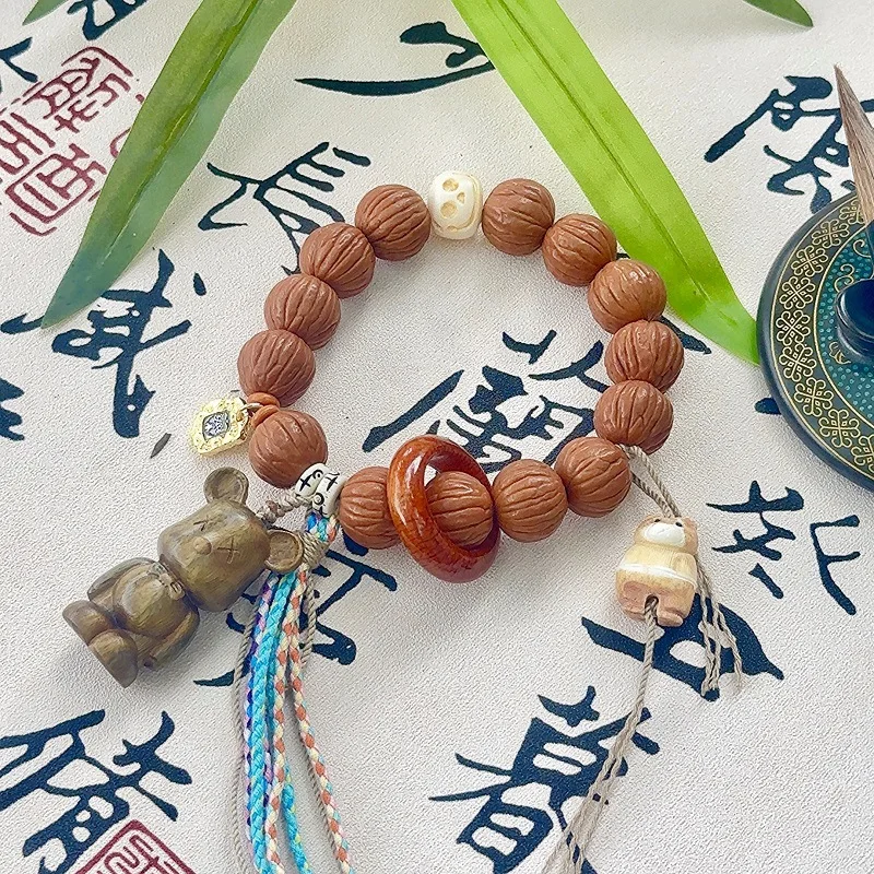 Green-Sandalwood-Monkey-Head-Bracelet-Thick-Tendons-Small-Carving ...