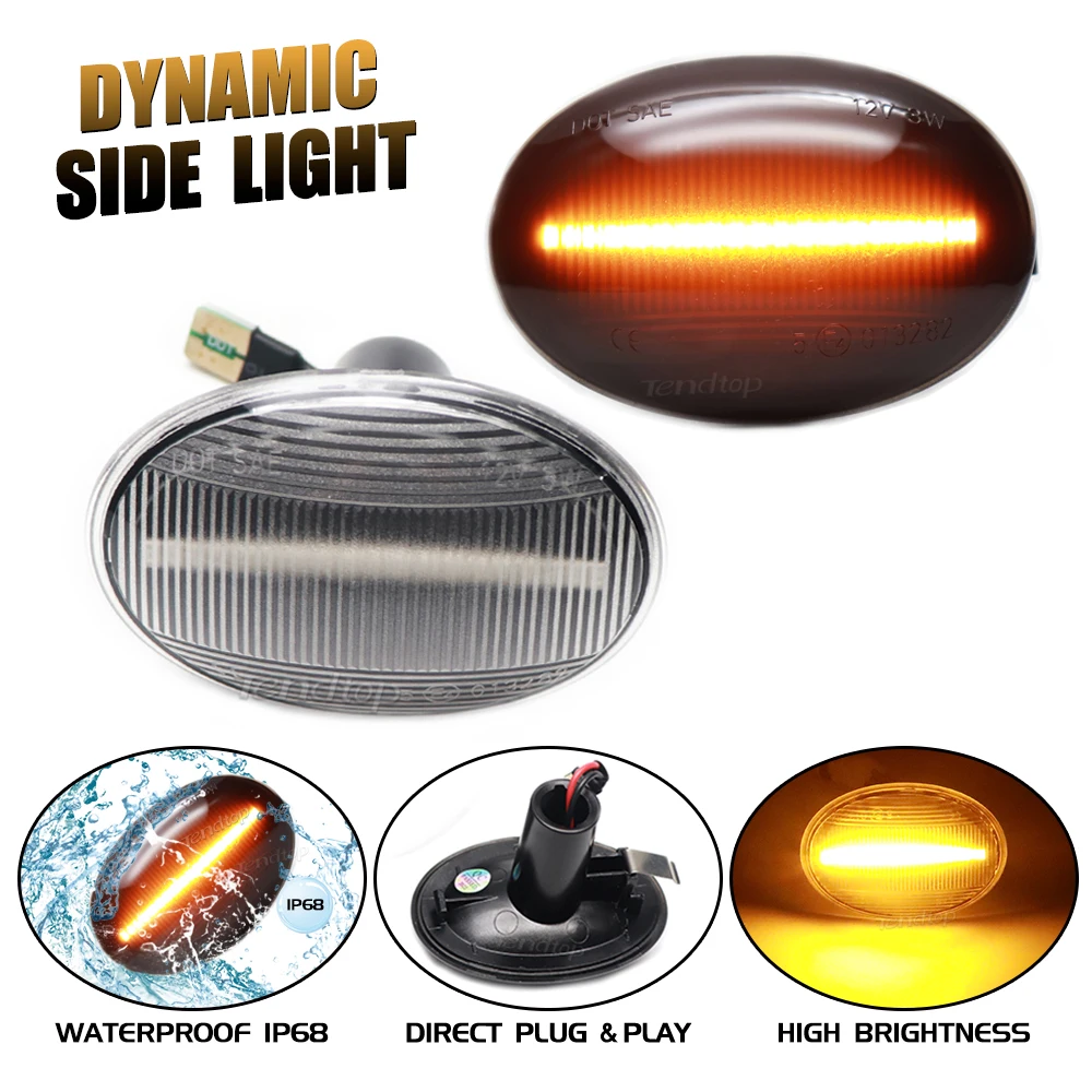 Amber LED Dynamic Side Marker Turn Signal Light Sequential Blinker ...