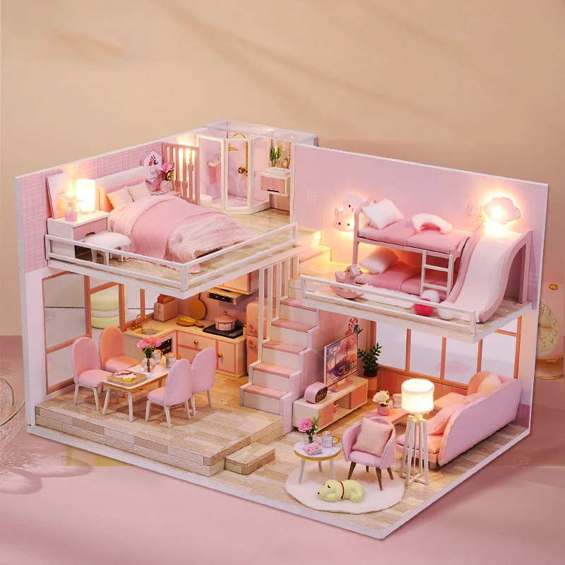 DIY-Wooden-Doll-House-Handmade-Duplex-Apartment-Production-3D-Puzzle ...
