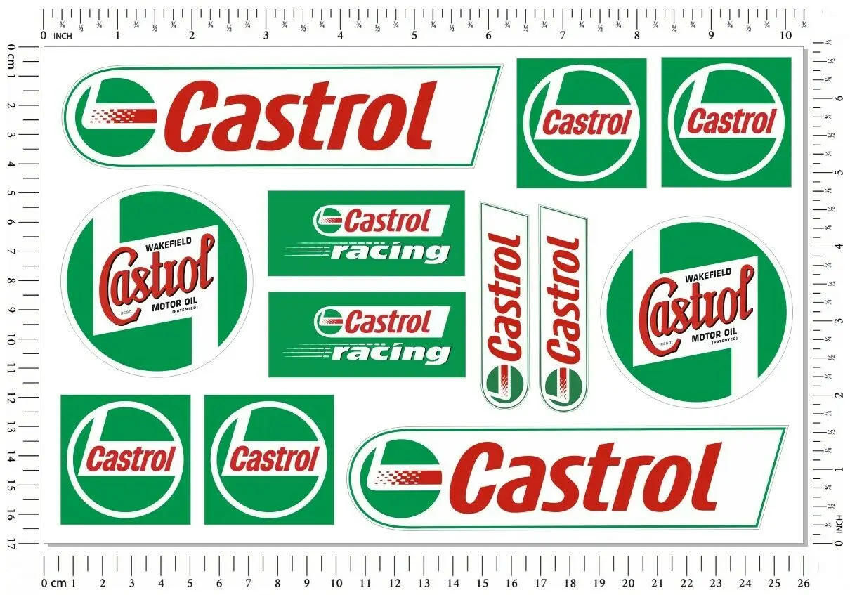 Castrol-Oils-Racing-Sponsor-Motorcycle-Car-Decals-Helmet-Stickers ...