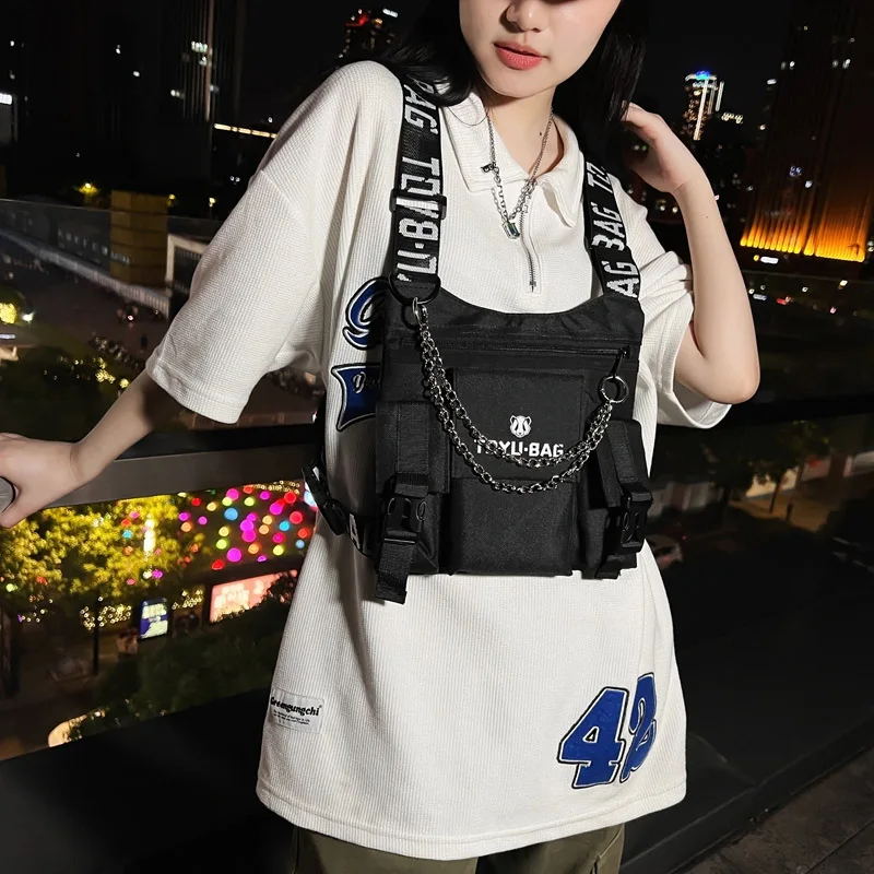 Unisex Tactical Chest Rig Bag Hip Hop Streetwear Bag Functional Waist ...