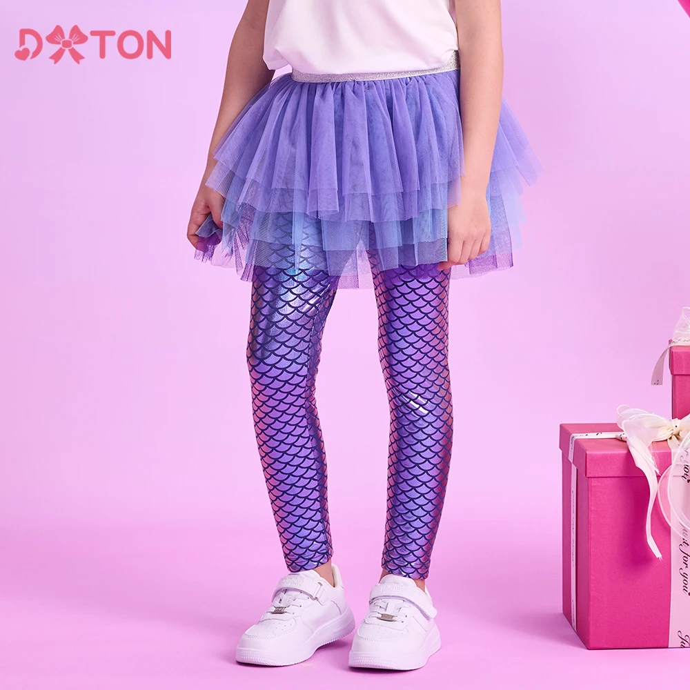 DXTON Toddler Leggings Skirt Pants For Girls Mermaid Kids Trousers With ...