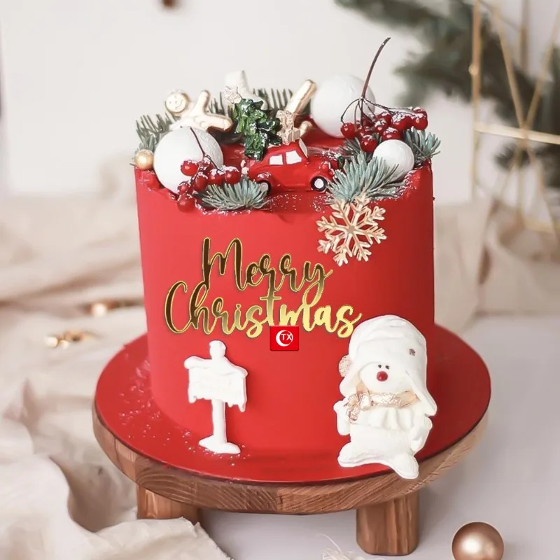 2024-New-Merry-Christmas-Cake-Topper-Gold-Acrylic-No-Stick-Merry ...