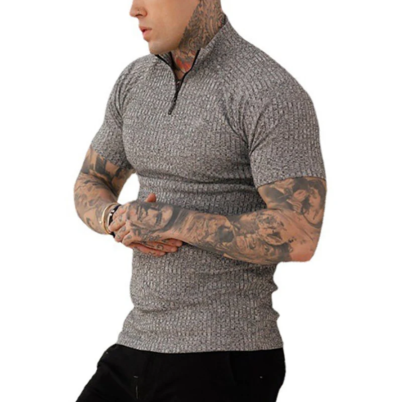 Mew-Fashion-Stand-Collar-Short-Sleeve-Polo-Shirt-Men-Summer-Sports-Slim ...