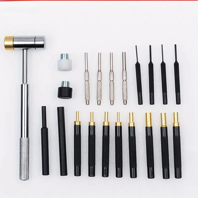 ‌21Pcs Hammer & Punch Set - Removable Brass/Steel/Plastic Heads, Dual ...