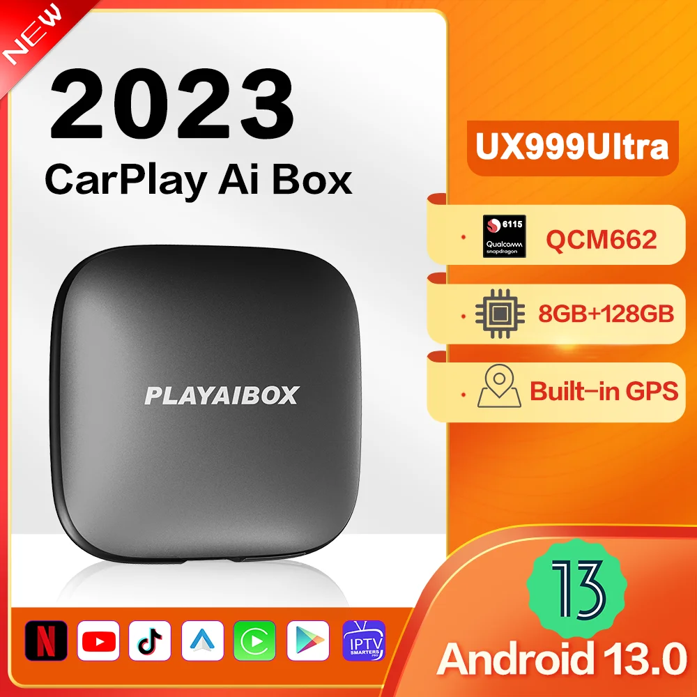 Carplay Sans Fil Ai Box, Netflix, Iptv, Android 13, 8 Go + 128 Go ...
