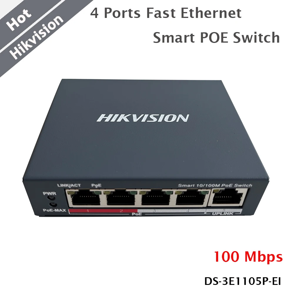 Hikvision-4-portas-ethernet-r-pido-inteligente-poe-switch-48vdc-rj45-10 ...