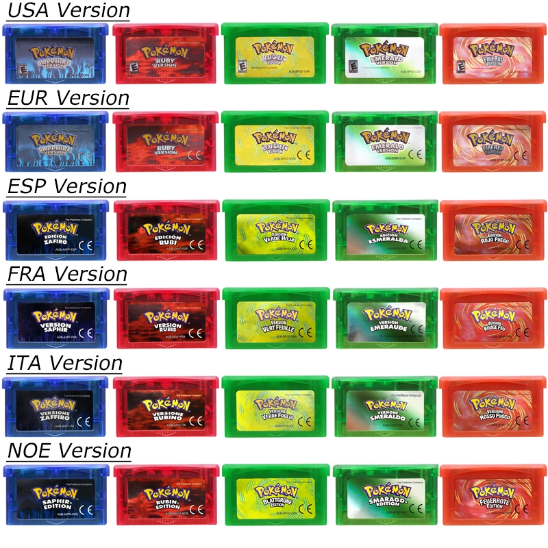 32-Bit-GBA-Video-Games-Cartridge-Console-Card-Pokemon-Emerald-Fire-Red ...