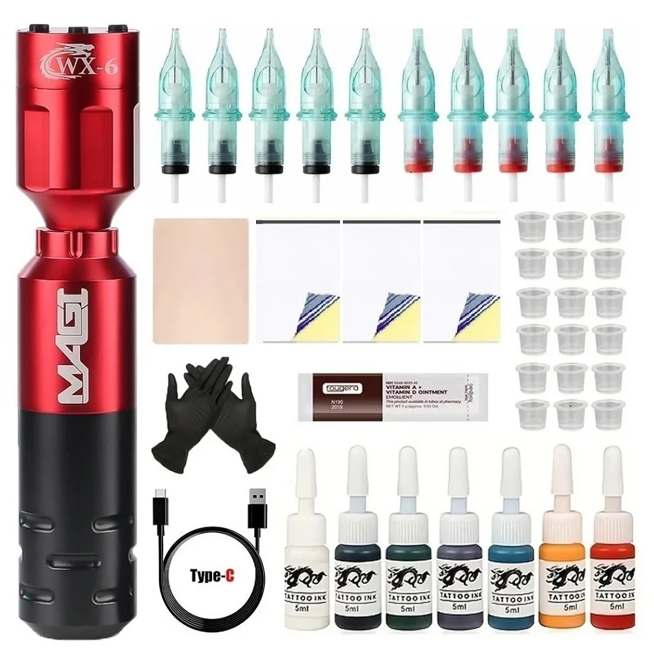 Mini-Tattoo-Machine-Set-Wireless-Tattoo-Power-Battery-With-10-Ink ...