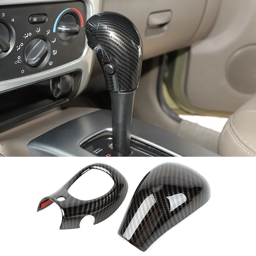 NHAUTP-2Pcs-Carbon-Fiber-Grain-Gear-Shift-Head-Trim-Sticker-Cover-For ...