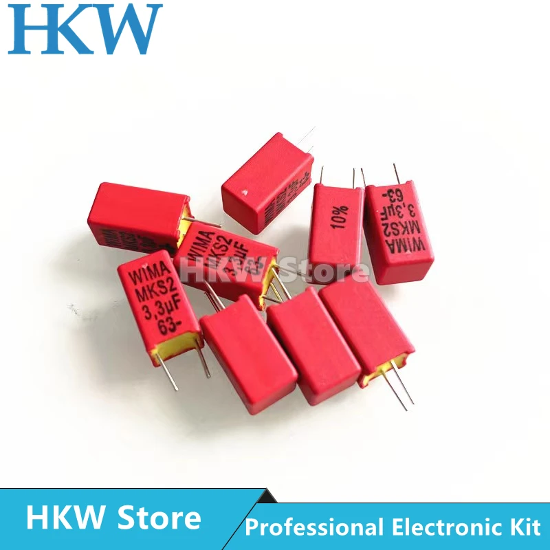 2/20pcs Original WIMA 3.3UF63V RED MKS2 Pitch 5MM Film Capacitor 63V ...