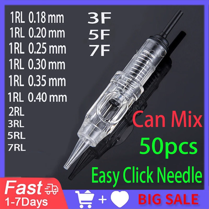 50pcs-Easy-Click-Needles-Universal-Permanent-Makeup-Cartridge-Needles ...