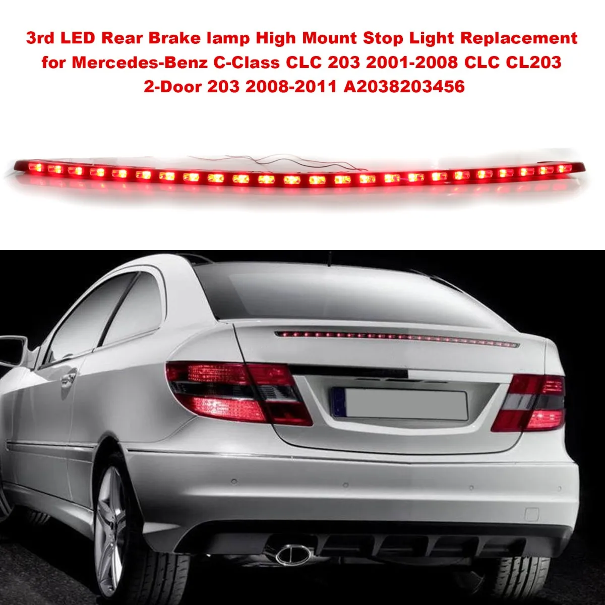 Red 3rd Car Led Rear Brake Lamp High Mount Stop Light Replacement For ...