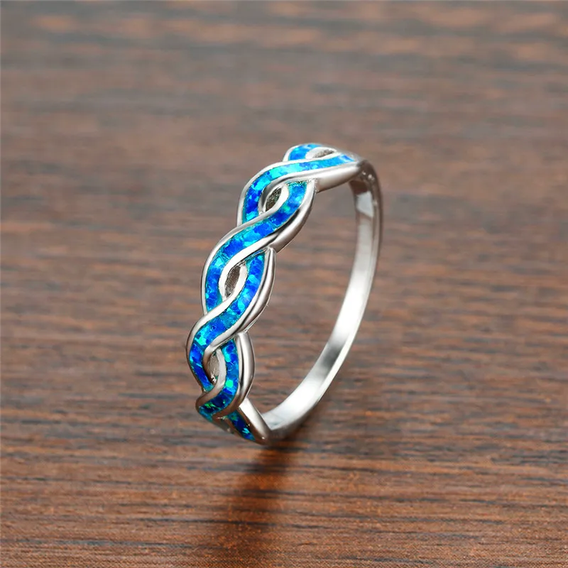 Luxury-Female-Blue-White-Opal-Ring-Classic-Silver-Color-Wedding-Ring ...